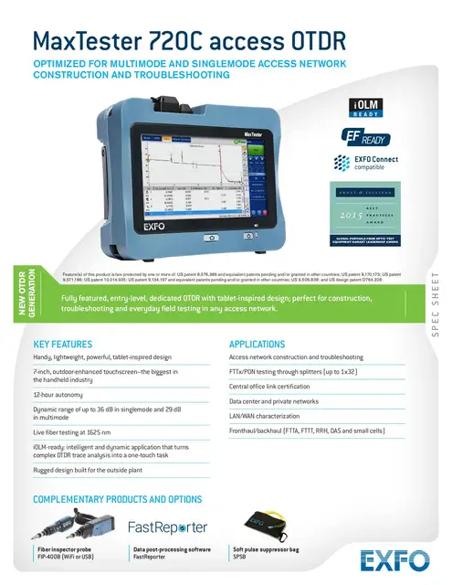 OTDR EXFO MAX-720C Single Mode Fiber Optik Test Cihazı