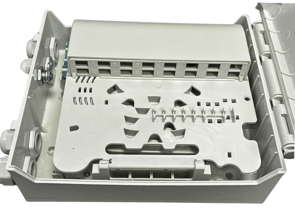 Wall-Mount Fiber Termination Box Plastic 16 Port SC Simplex