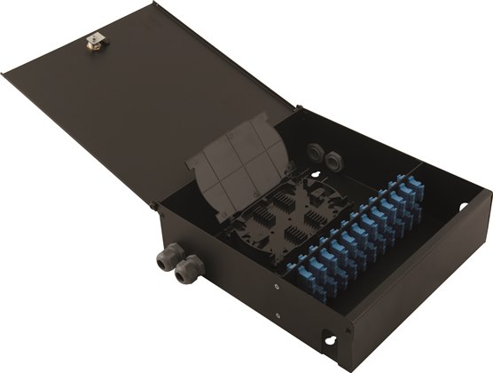 Wall-Mount Fiber Termination Box Metal 24 Port LC Quad