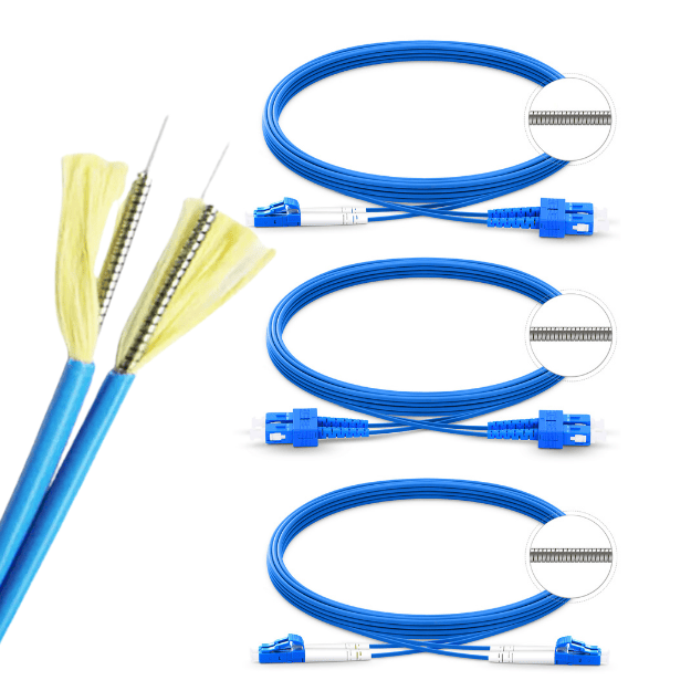 Fiber Optik Zırhlı Patchcord LC-FC OM4 MultiMode Duplex